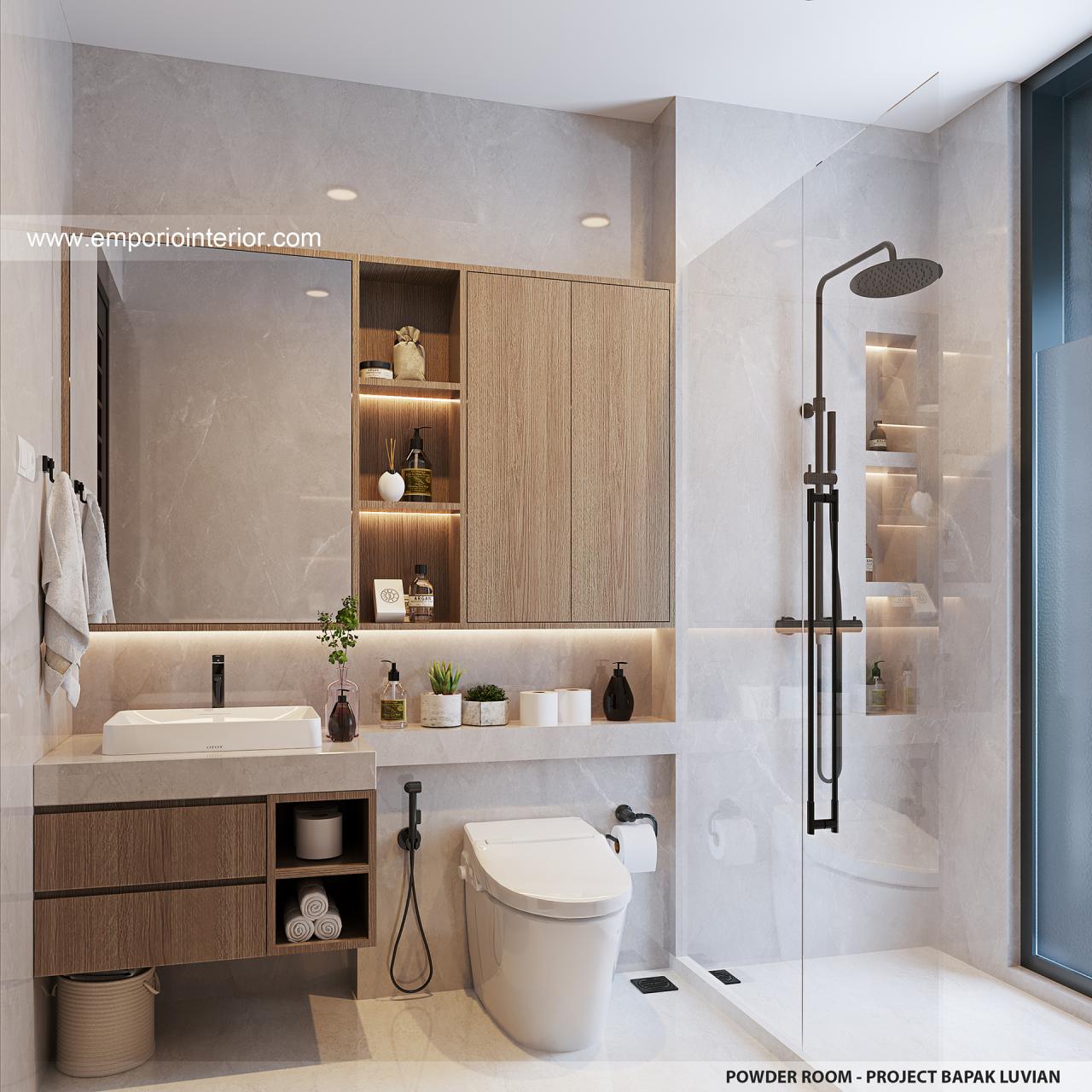 Desain Toilet Tamu Rumah Modern Minimalis 2 Lantai Bapak LVN di BSD ...