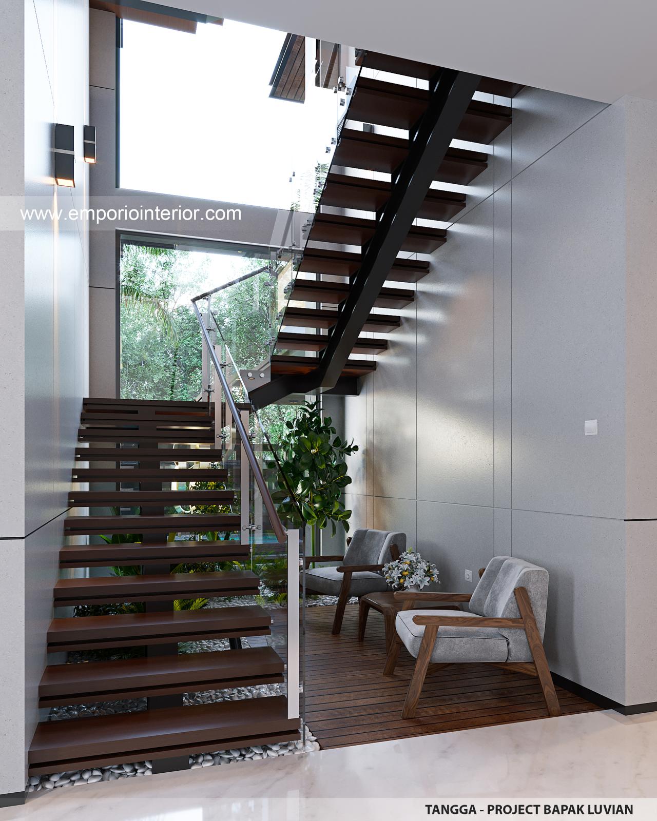 Desain Area Tangga Rumah Modern Minimalis 2 Lantai Bapak LVN di BSD ...