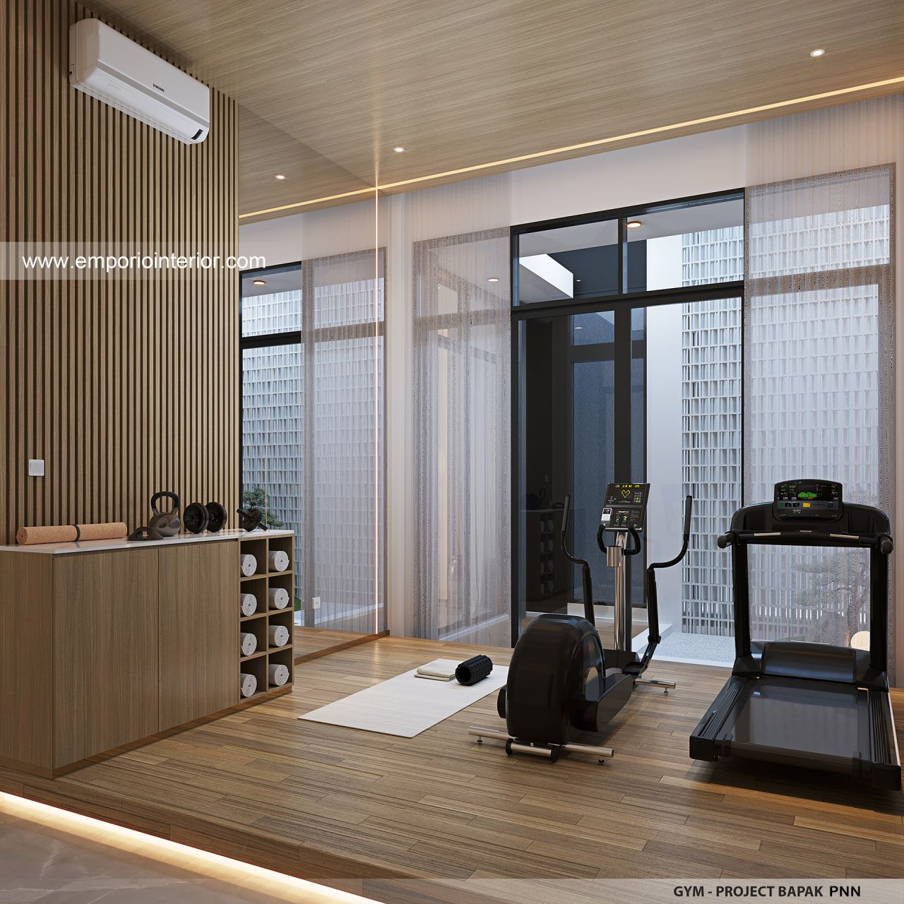 Desain Ruang Gym Rumah Modern Minimalis 3 Lantai Bapak PNN di Samarinda ...