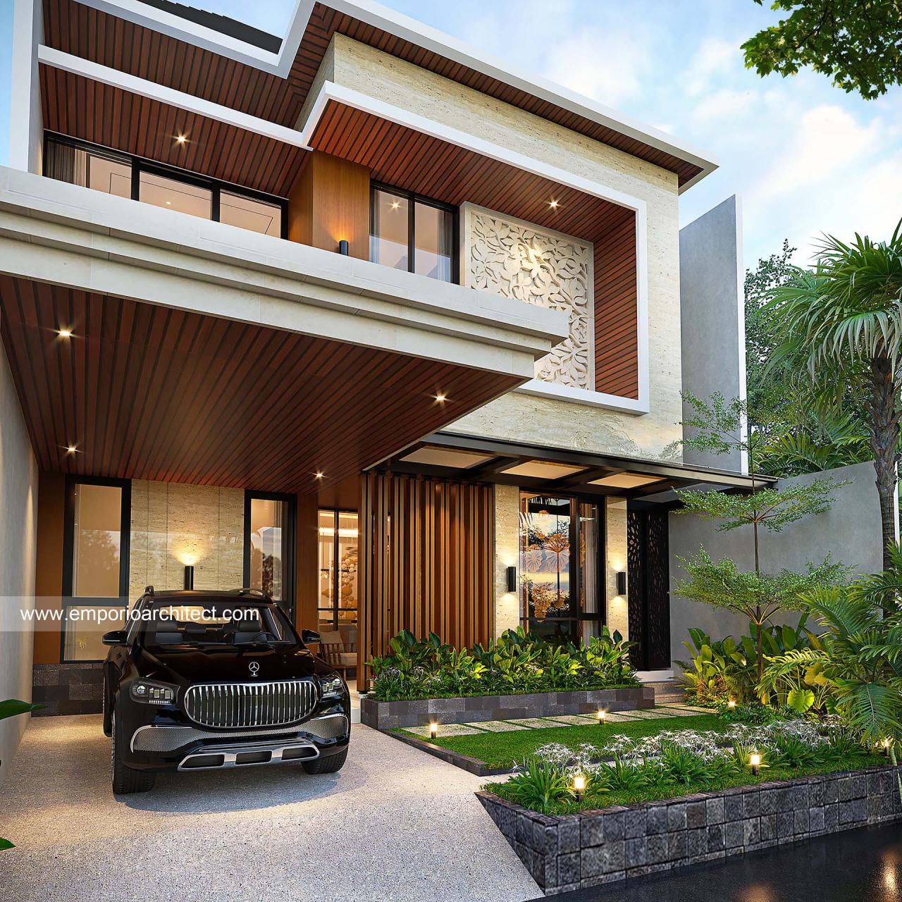 Desain Tampak Detail Depan Rumah Modern Villa Bali 2 Lantai Ibu YNN di ...
