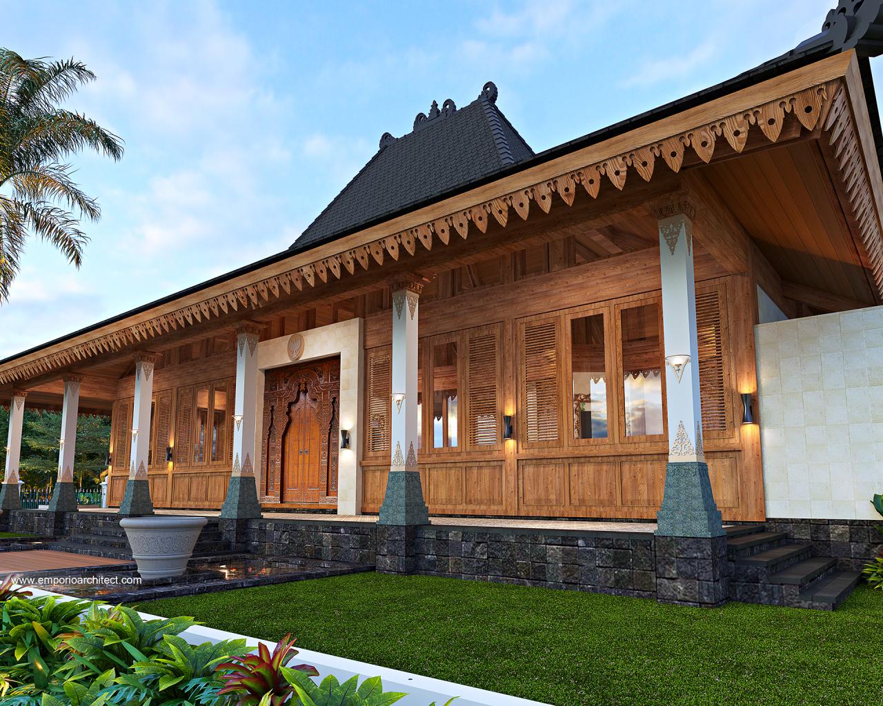 Desain Tampak Detail Depan Rumah Tradisional Ndalem Retno 1 Lantai di ...