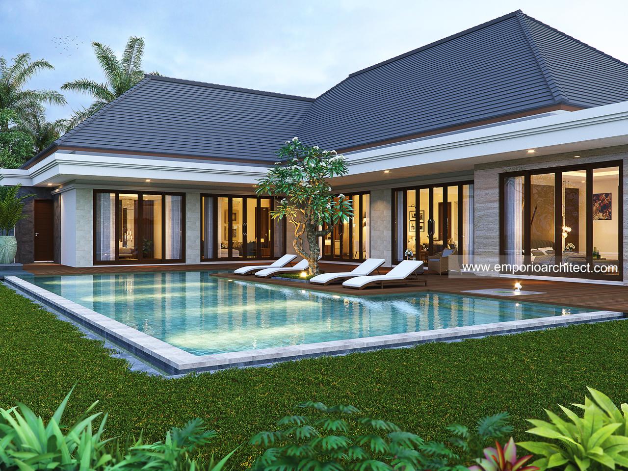 Desain Tampak Detail Belakang Rumah Villa Bali 1 Lantai Bapak BNY di ...