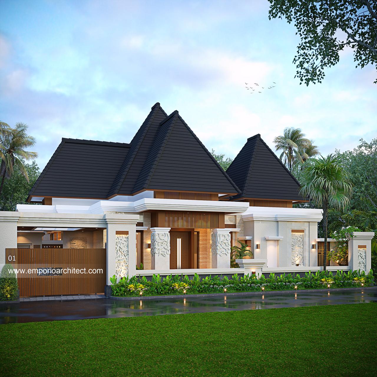 Desain Tampak Depan Dengan Pagar Rumah Villa Bali 1 Lantai Bapak AR di ...