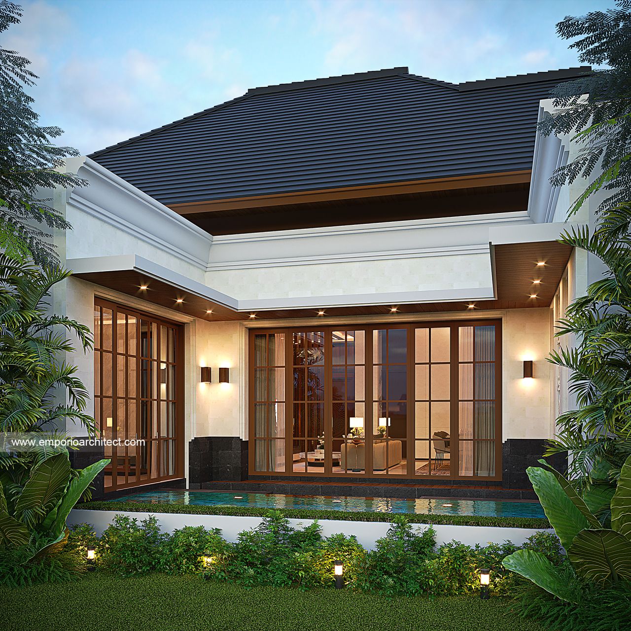 Mr. A Villa Bali House 1 Floor Design - Riau 44410 - Back Facade Design