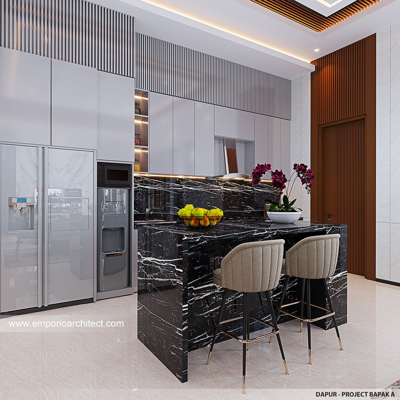 Desain Dapur Rumah Villa Bali 1 Lantai Bapak A di Riau 44414 - Desain Dapur