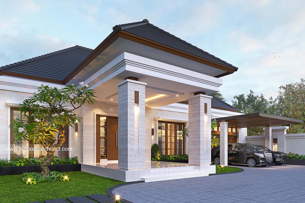 Desain Tampak Detail Depan Rumah Villa Bali 1 Lantai Bapak RDY di ...