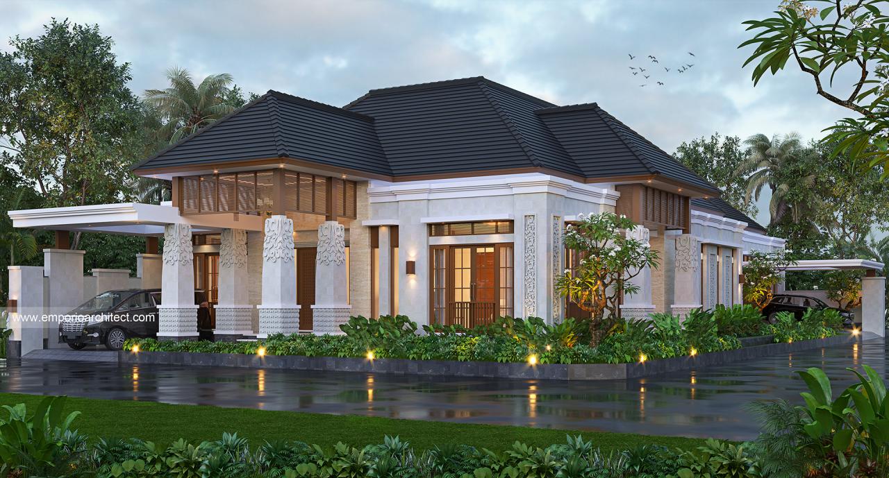Desain Rumah Villa Bali 1 Lantai Ibu RSE 1385 di Bengkulu