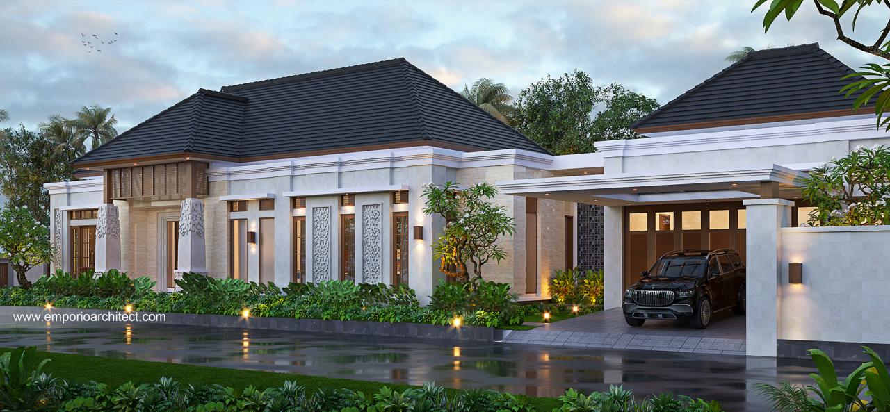 Desain Tampak Samping Rumah Villa Bali 1 Lantai Ibu RSE di Bengkulu ...