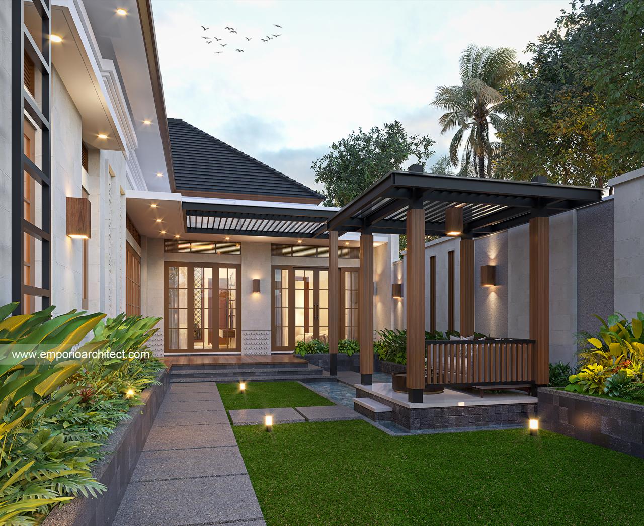 Desain Tampak Detail Belakang Rumah Villa Bali 1 Lantai Ibu RSE di ...