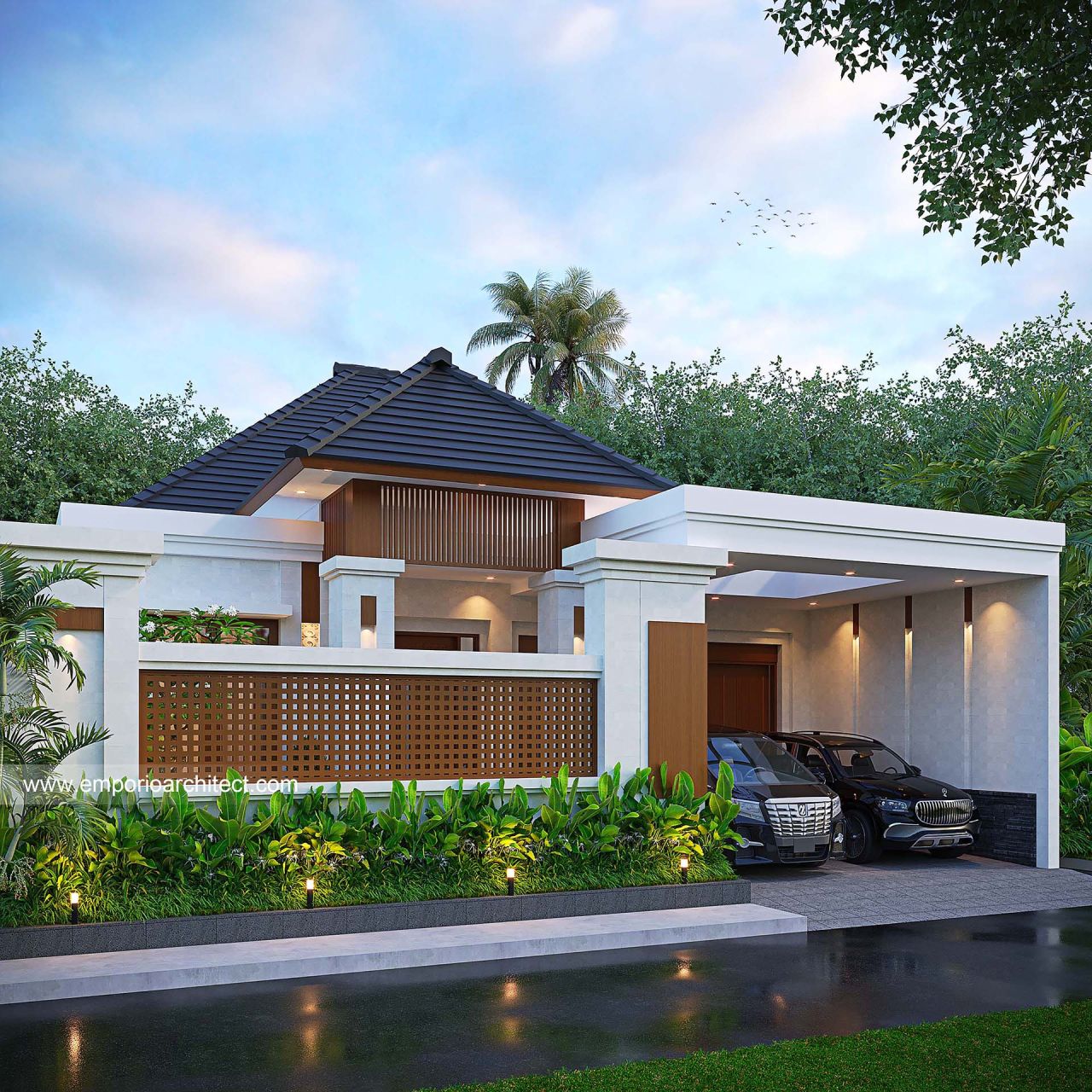 Desain Tampak Depan Dengan Pagar Rumah Villa Bali 1 Lantai Ibu RTN di ...