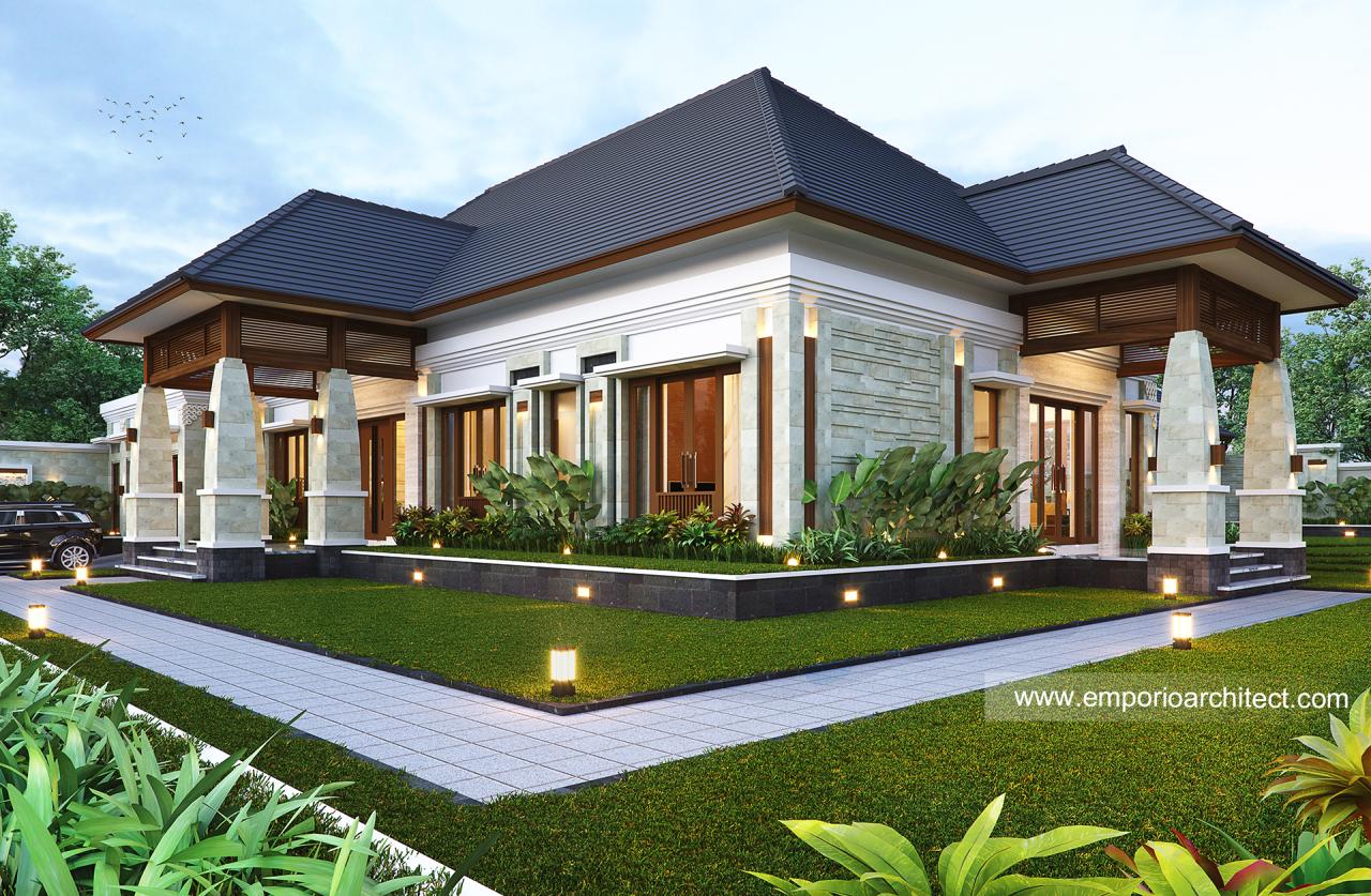 Desain Tampak Detail Depan Rumah Villa Bali 1 Lantai Ibu ASH di ...
