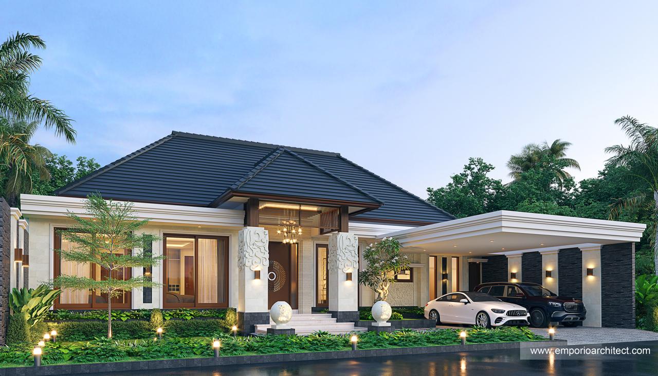 Desain Rumah Villa Bali 1 Lantai Bapak Zaenal di Cilacap, Jawa Tengah
