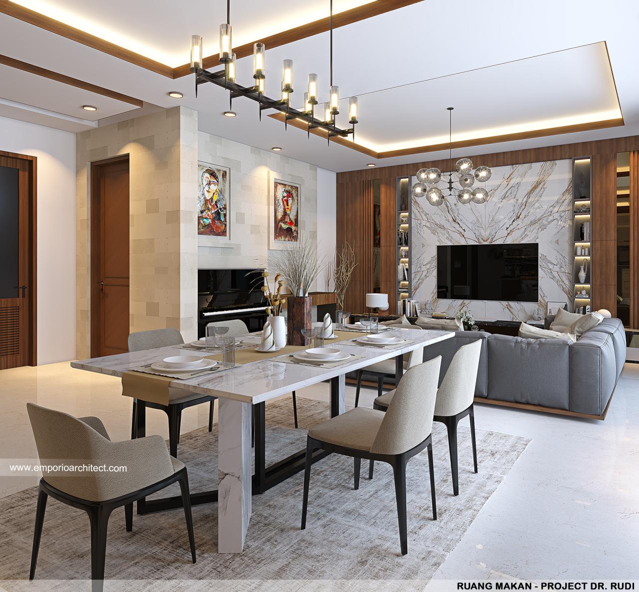 Desain Ruang Makan Rumah Villa Bali 1.5 Lantai Bapak dr. Rudi di Jambi ...