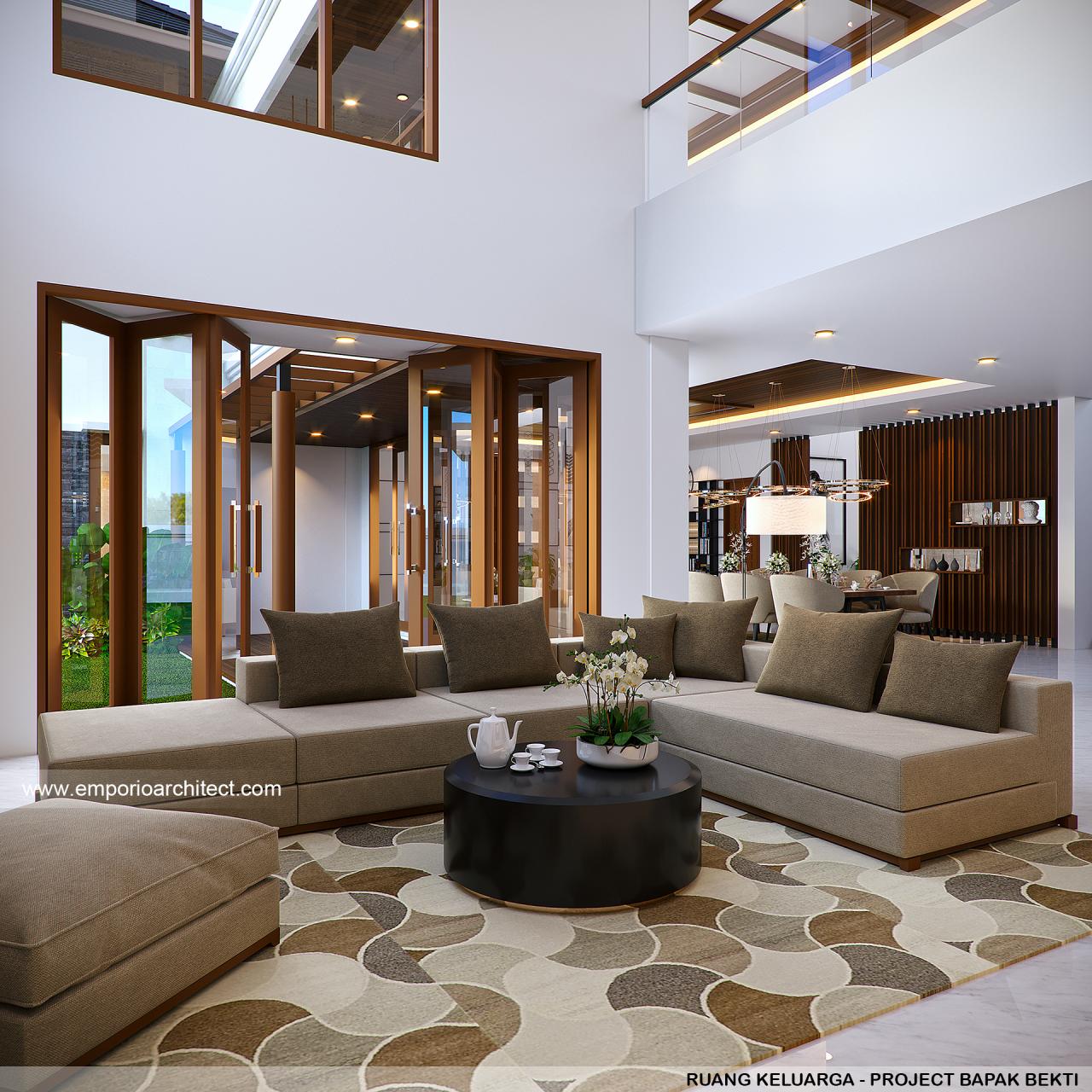 Desain Ruang Keluarga Rumah Villa Bali 2 Lantai Bapak BKT di Yogyakarta ...