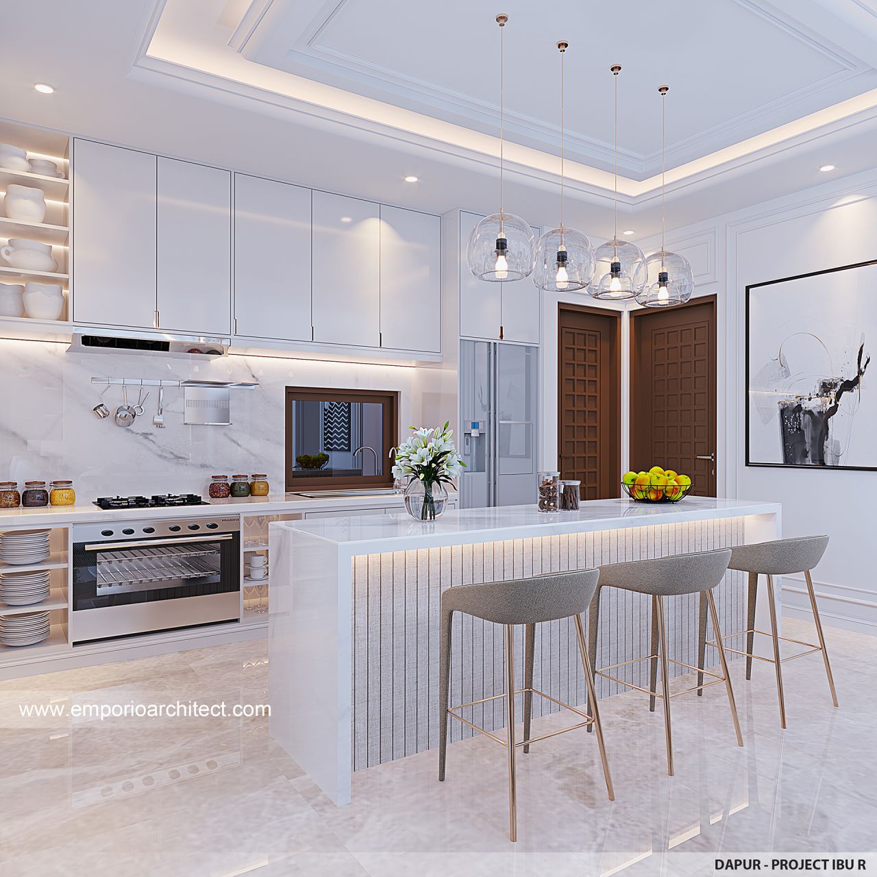 Desain Dapur Rumah Villa Bali 2 Lantai Ibu R di Cinere, Depok 39918 ...