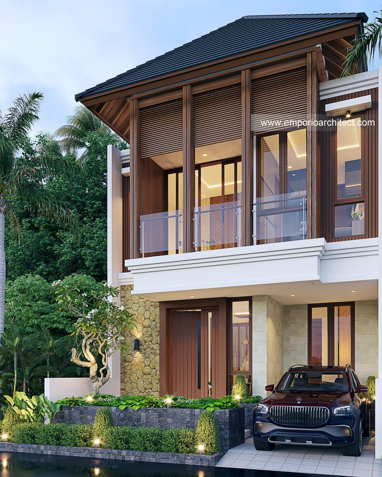 Desain Rumah Villa Bali 2 Lantai Ibu MDN 1327 di Cinere, Depok