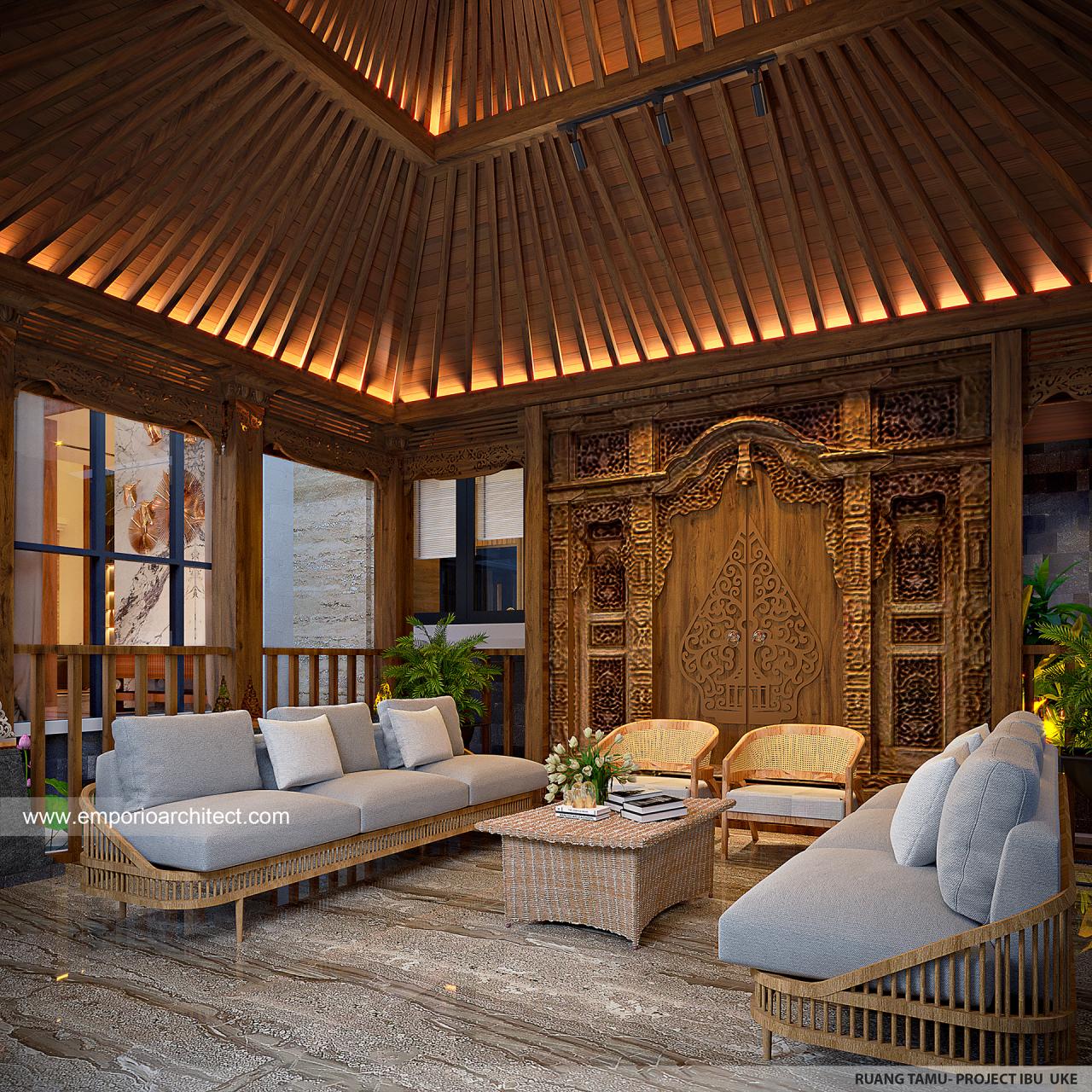 Desain Ruang Tamu Rumah Villa Bali 2 Lantai Ibu UK di Bogor 30016 ...