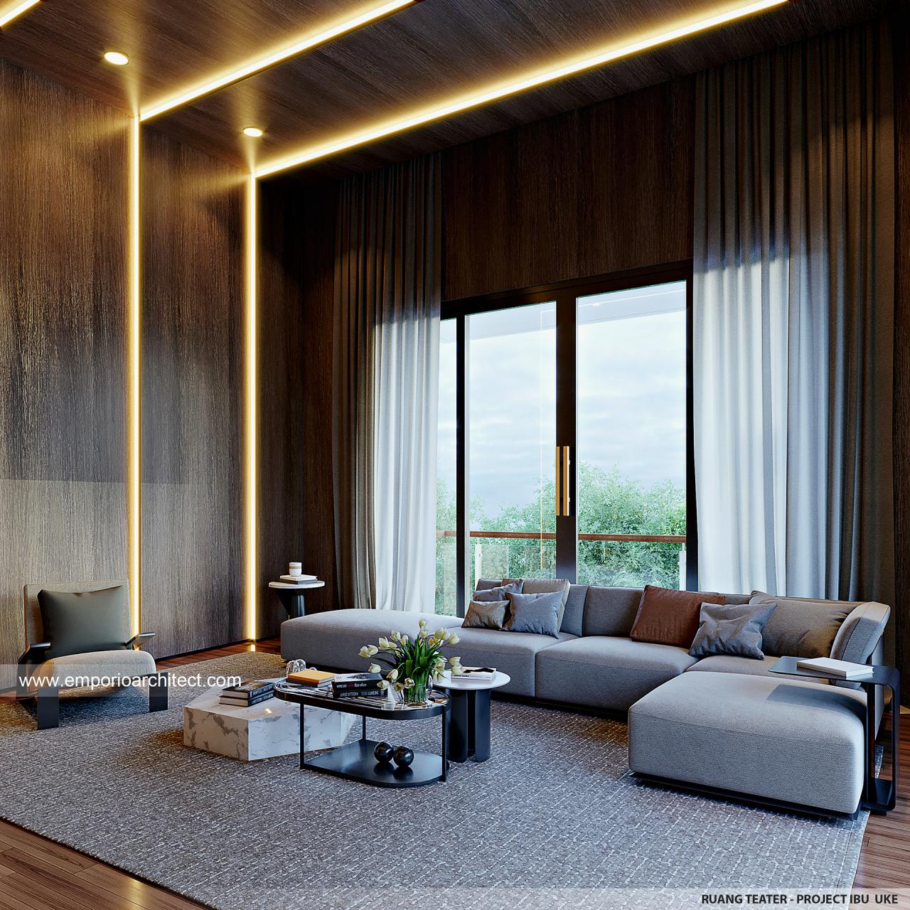 Desain Ruang Teater Rumah Villa Bali 2 Lantai Ibu UK di Bogor 30027 ...