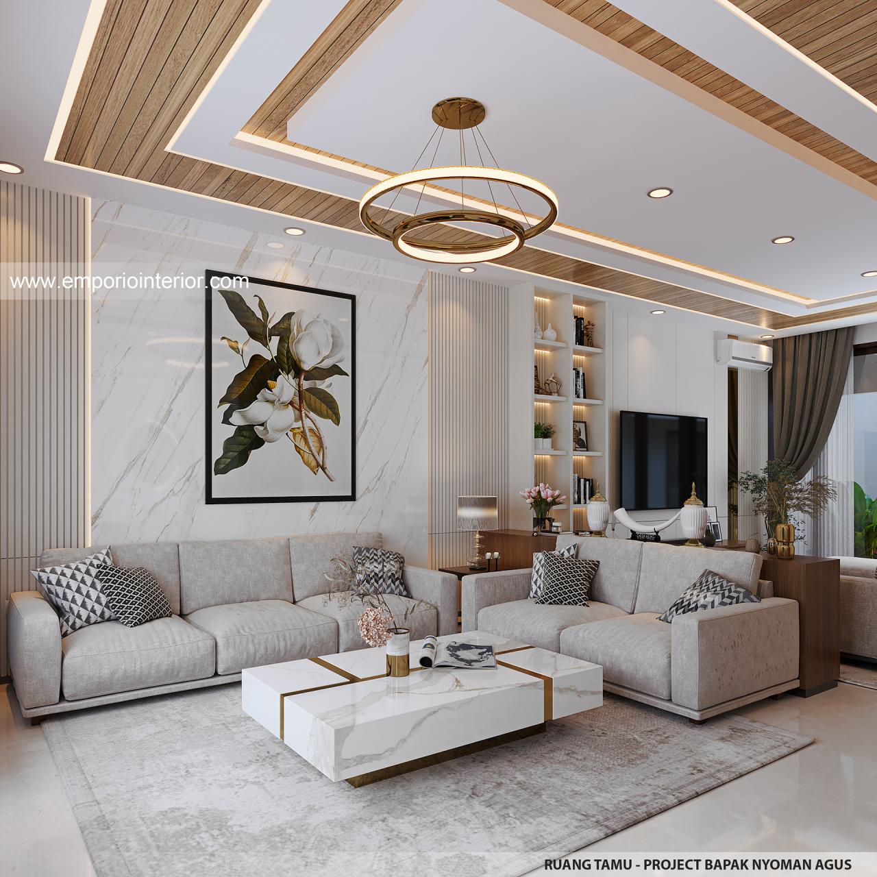 Desain Ruang Tamu Rumah Villa Bali 2 Lantai Bapak NGS di Denpasar, Bali ...