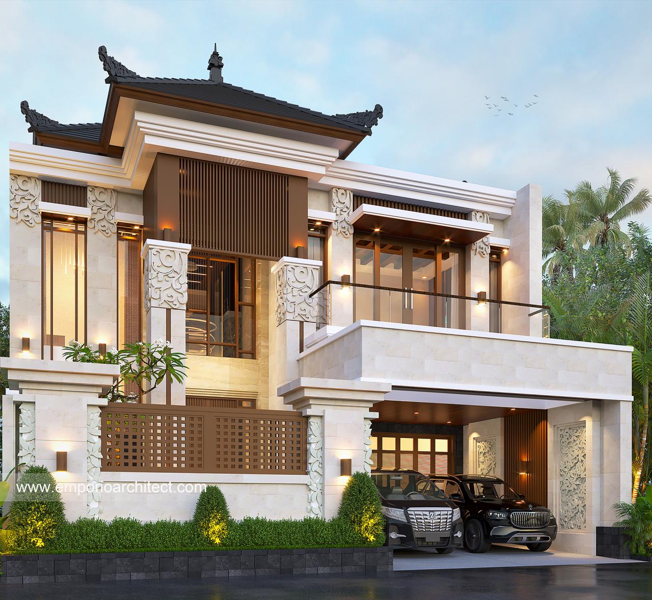 Desain Rumah Villa Bali 2 Lantai Ibu LNA II 1361 di Bandung, Jawa Barat