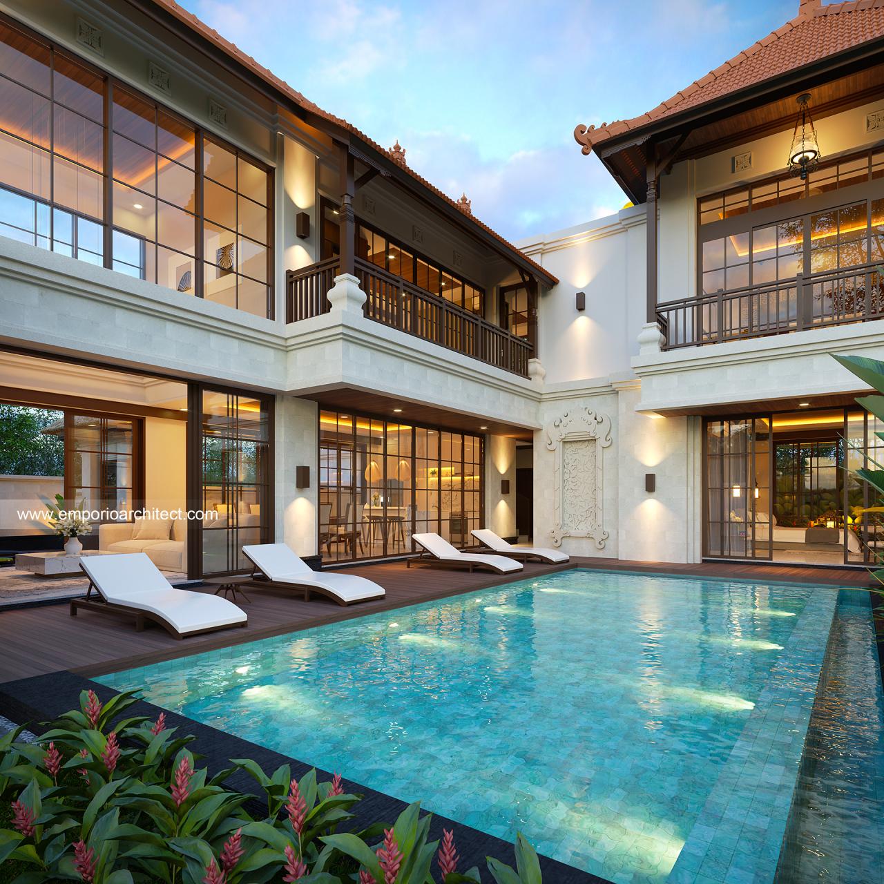 Desain Tampak Detail Belakang 2 Rumah Villa Bali 2 Lantai Bapak ATN di ...