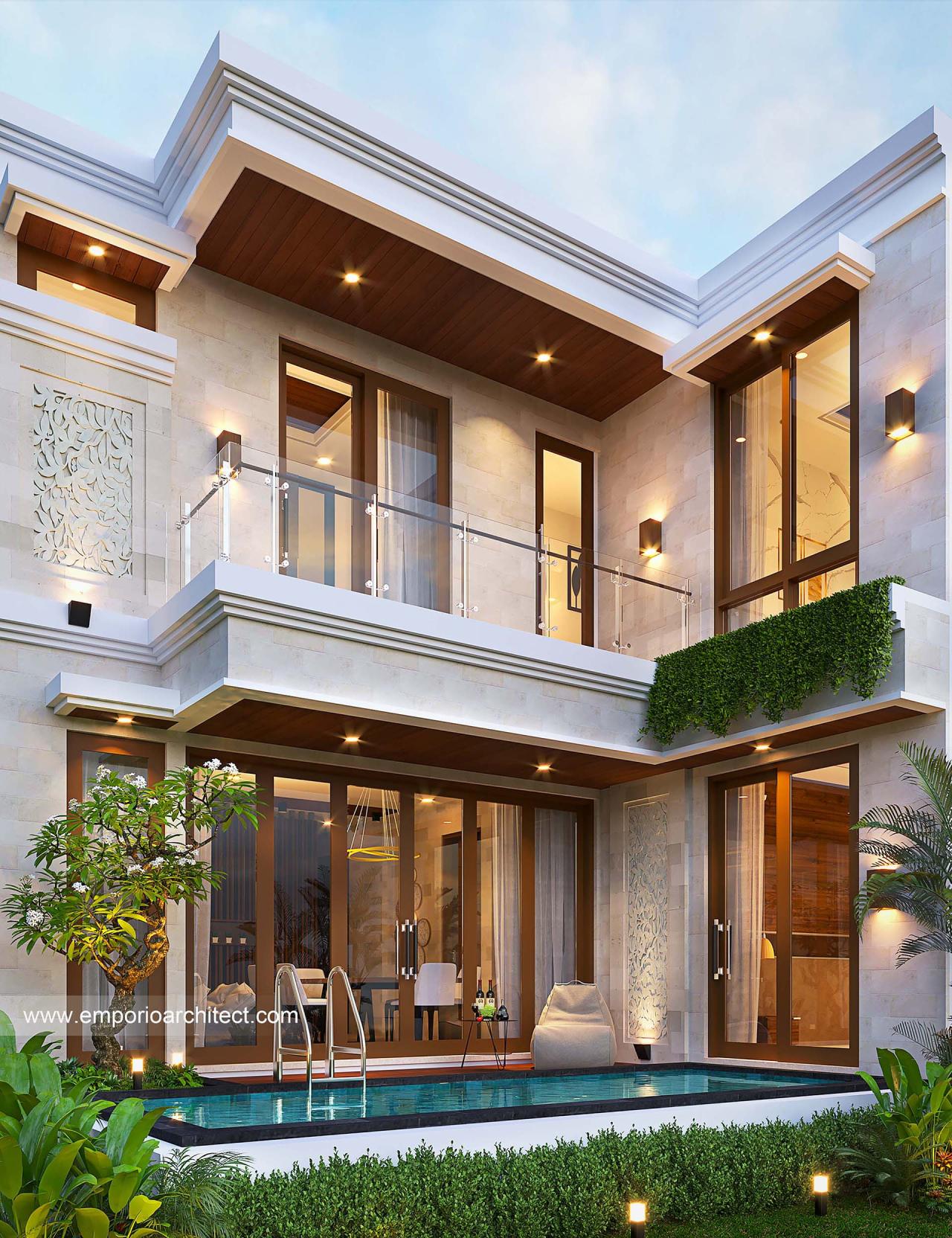 Desain Tampak Belakang Rumah Villa Bali 2 Lantai Ibu NNY di Pasuruan ...