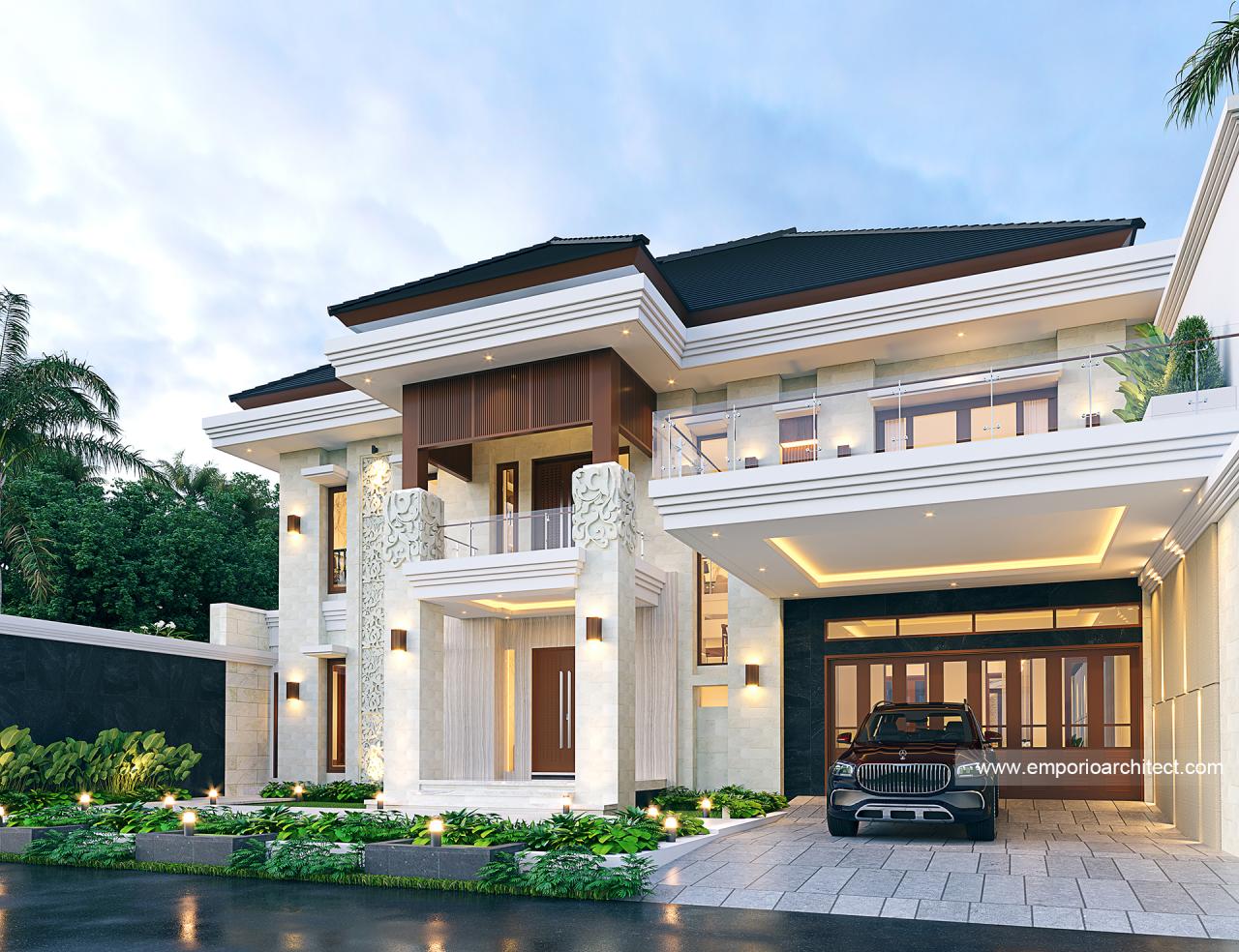 Desain Rumah Villa Bali 2 Lantai Bapak RZK 1285 di Pekanbaru, Riau