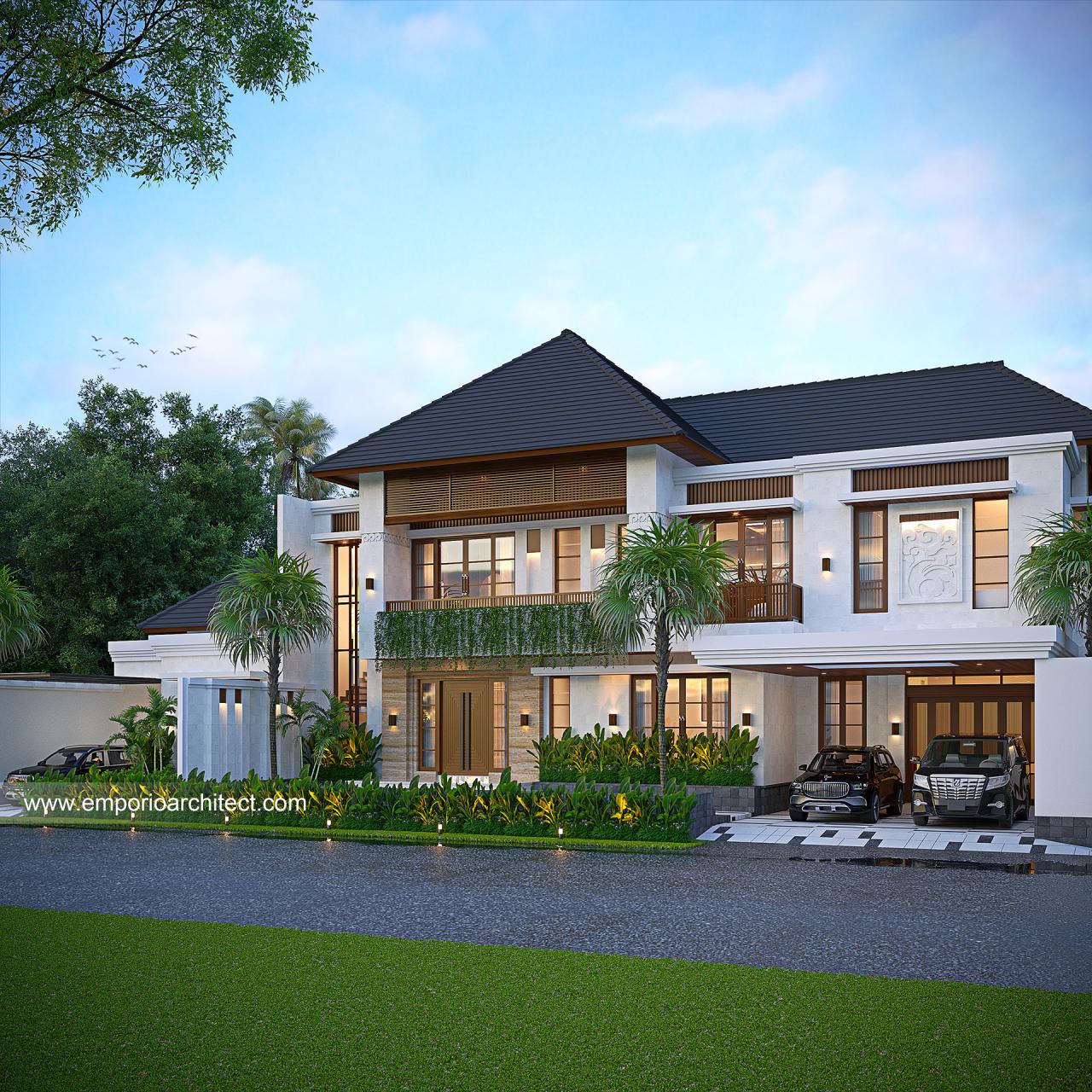 Desain Rumah Villa Bali 2 Lantai Ibu GLD 1615 di Lampung