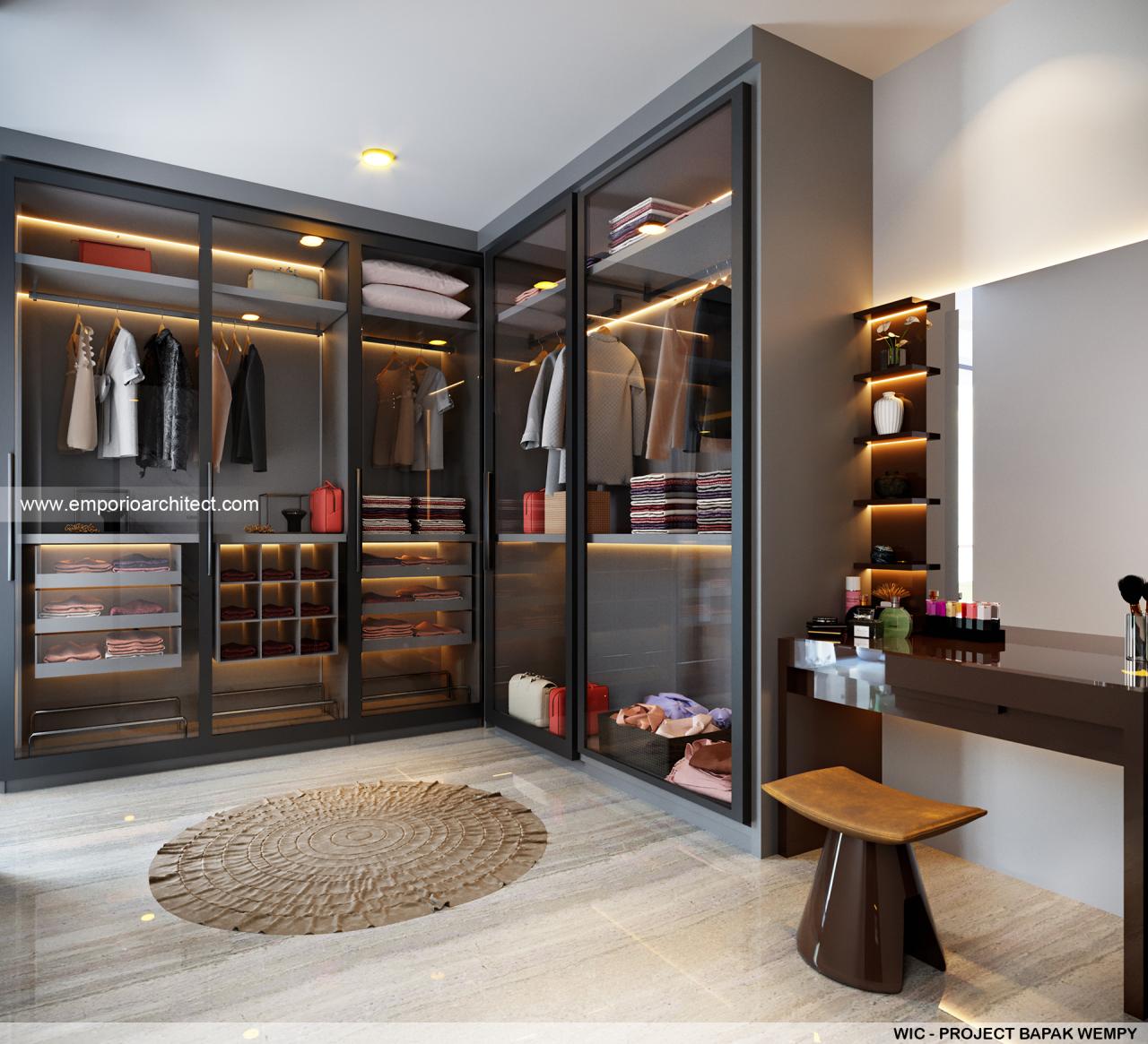 Desain Walk In Closet Rumah Villa Bali 2 Lantai Bapak Wempy di Jakarta ...