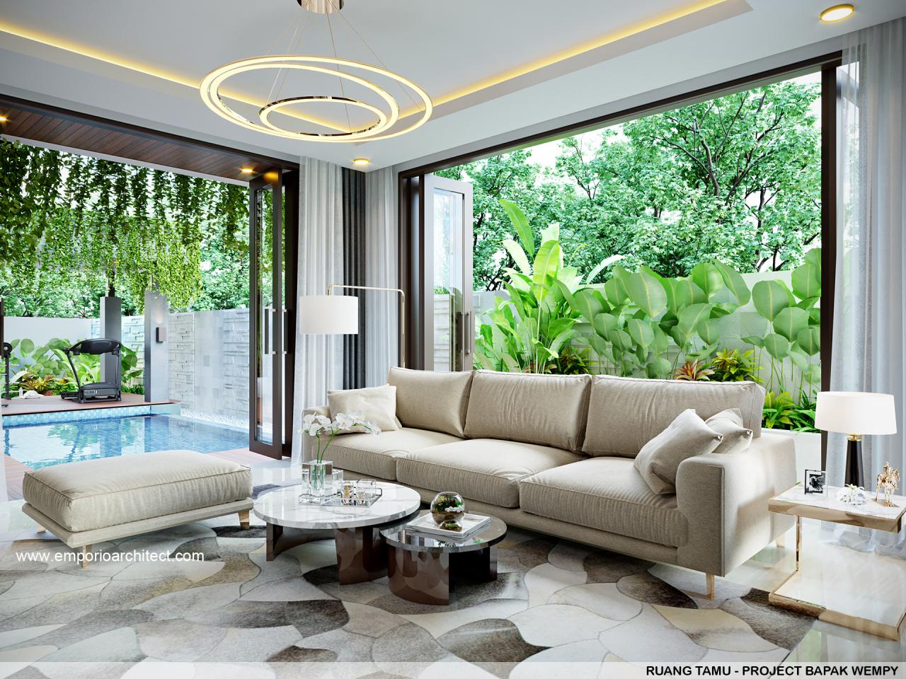 Desain Ruang Tamu Rumah Villa Bali 2 Lantai Bapak Wempy di Jakarta ...