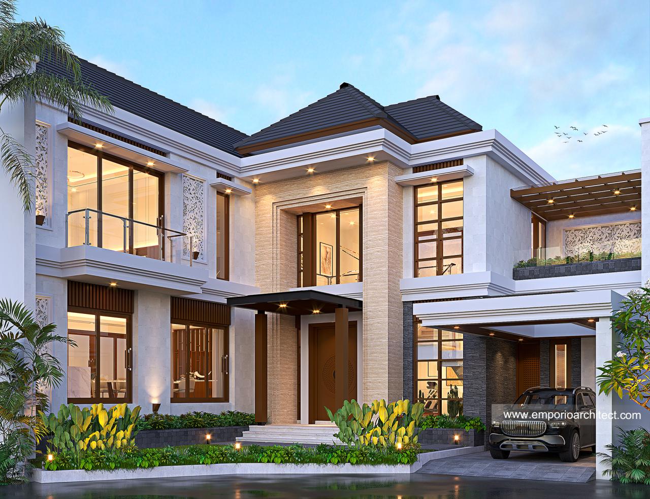 Desain Rumah Villa Bali 2 Lantai Ibu LZA 1377 di Tangerang