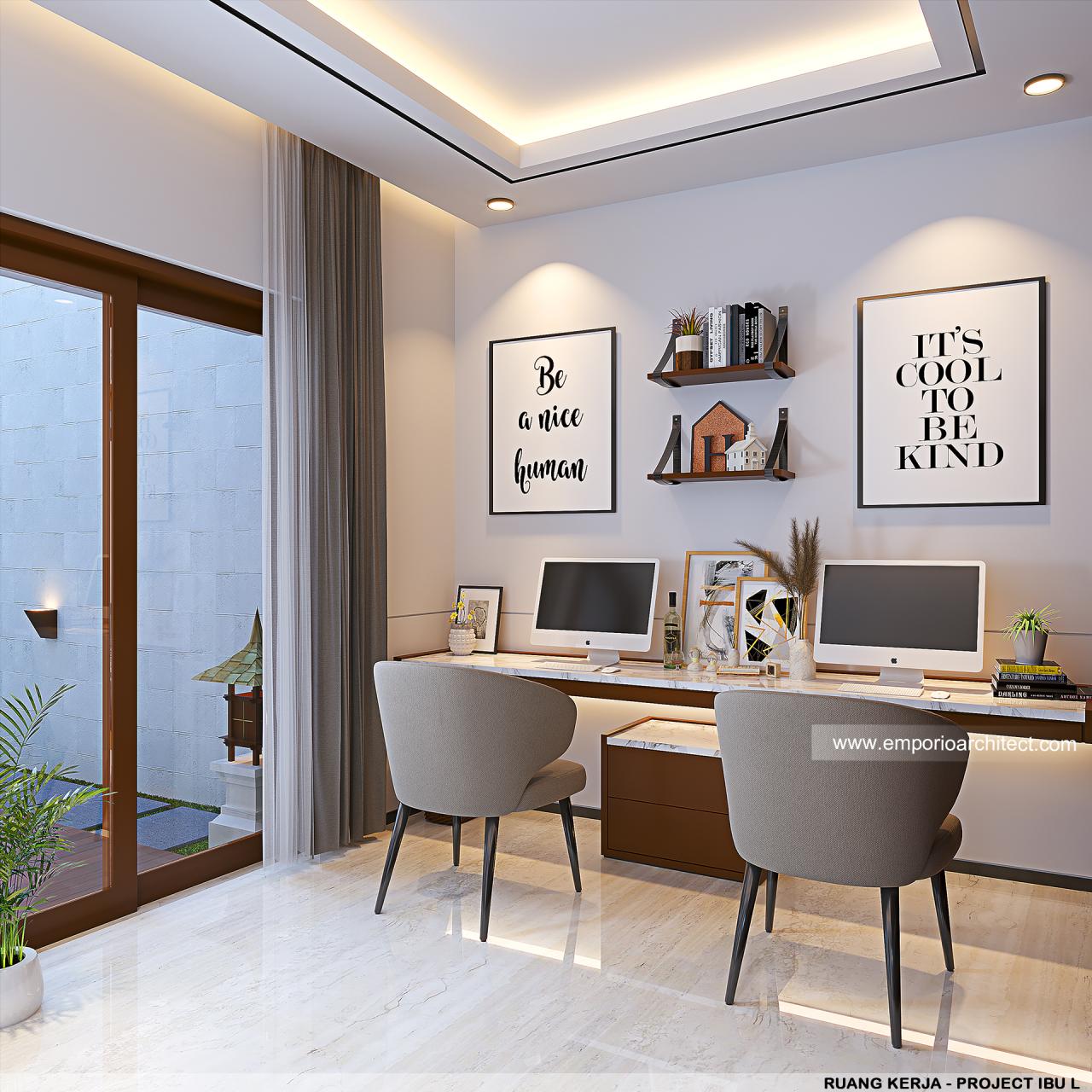 Desain Ruang Kerja Rumah Villa Bali 2 Lantai Ibu LZA di Tangerang 27244 ...