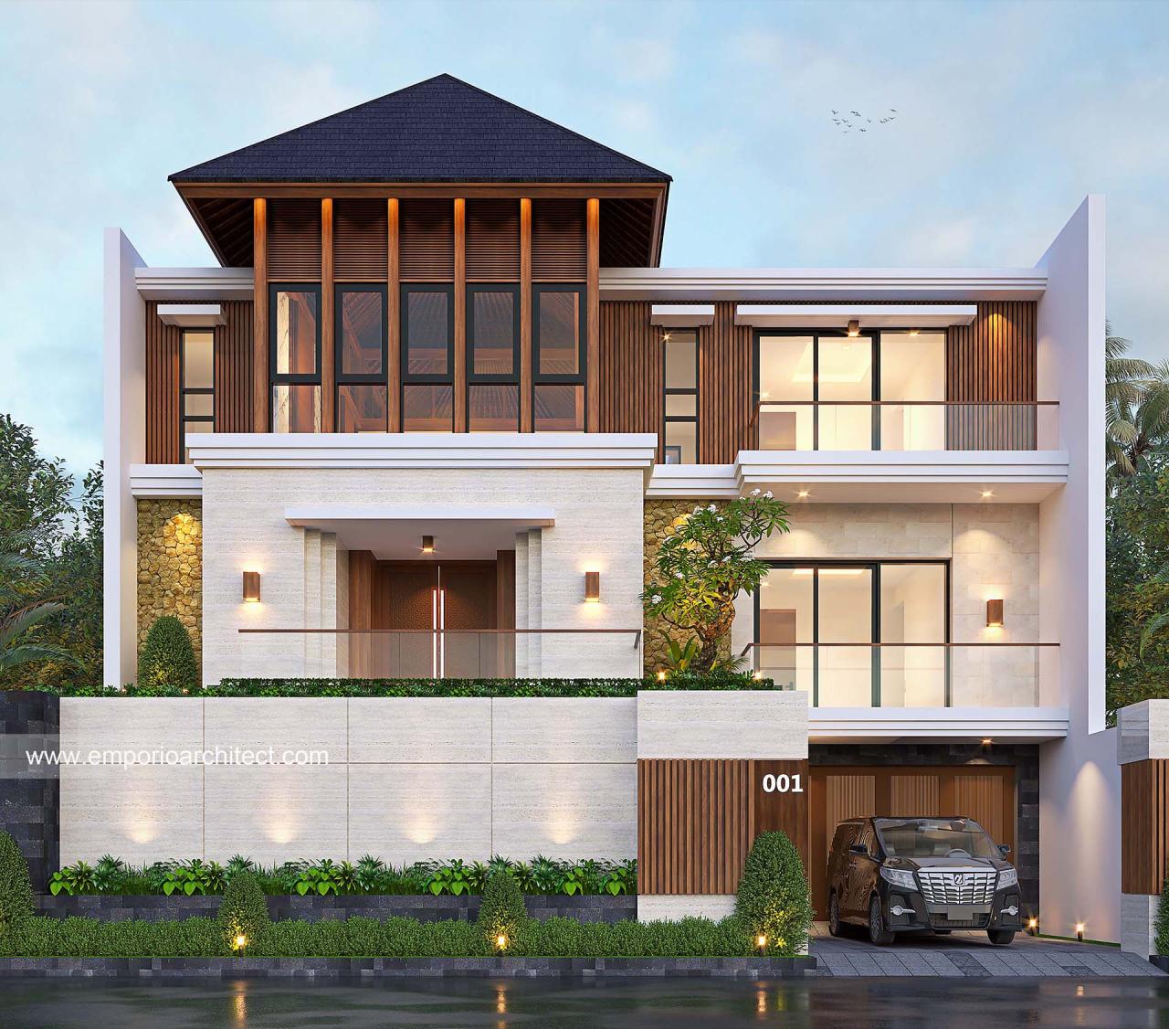 Desain Tampak Depan Kiri Rumah Villa Bali 2.5 Lantai Mr. Yusri di ...