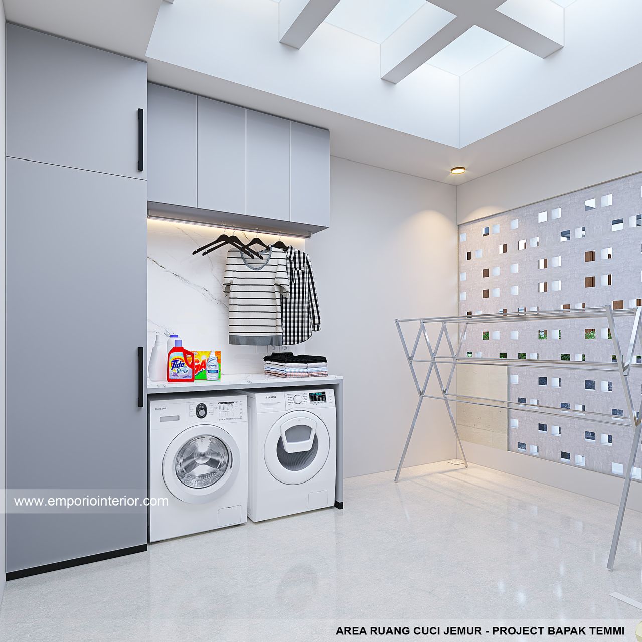 Desain Area Ruang Cuci Jemur Rumah Villa Bali 3 Lantai Bapak TMI di ...