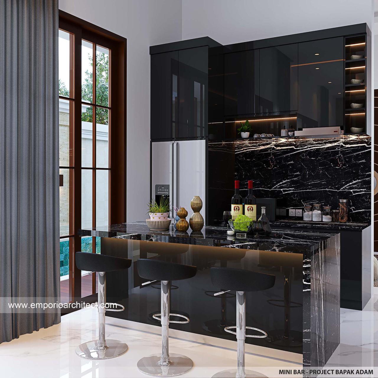 Desain Mini Bar Rumah Villa Bali 3.5 Lantai Bapak ADM di BSD, Tangerang ...