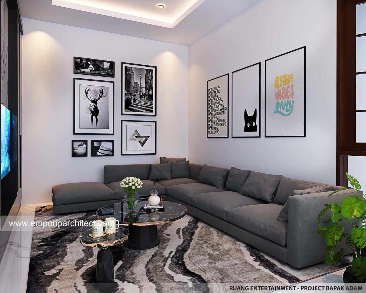 Desain Ruang Entertainment Rumah Villa Bali 3.5 Lantai Bapak ADM di BSD ...