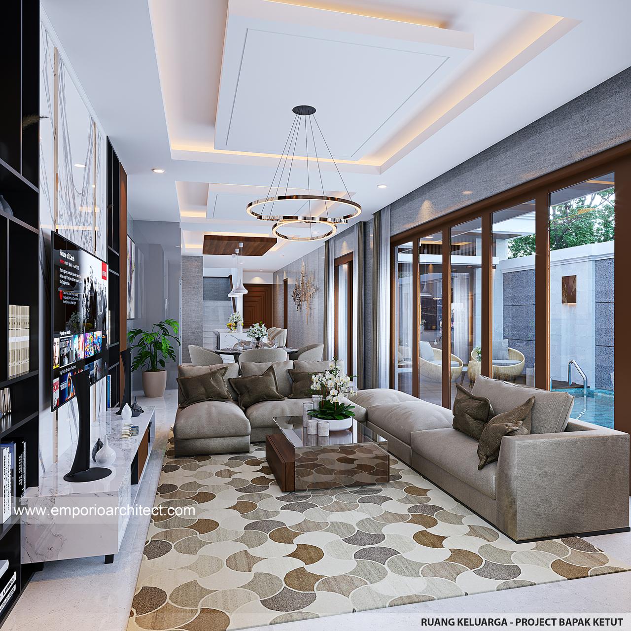 Desain Ruang Keluarga Rumah Villa Bali Modern 2 Lantai Bapak KTS di ...