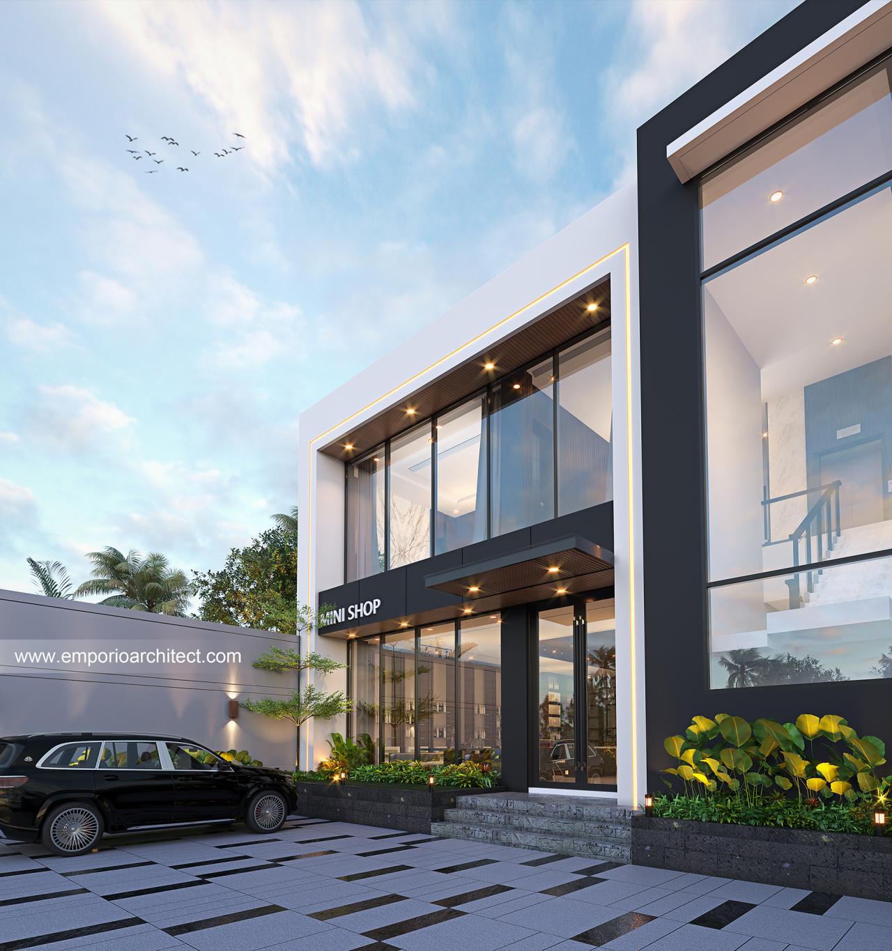 Desain Tampak Detail Depan Toko dan Kantor Modern 2 Lantai Bapak GLN di ...