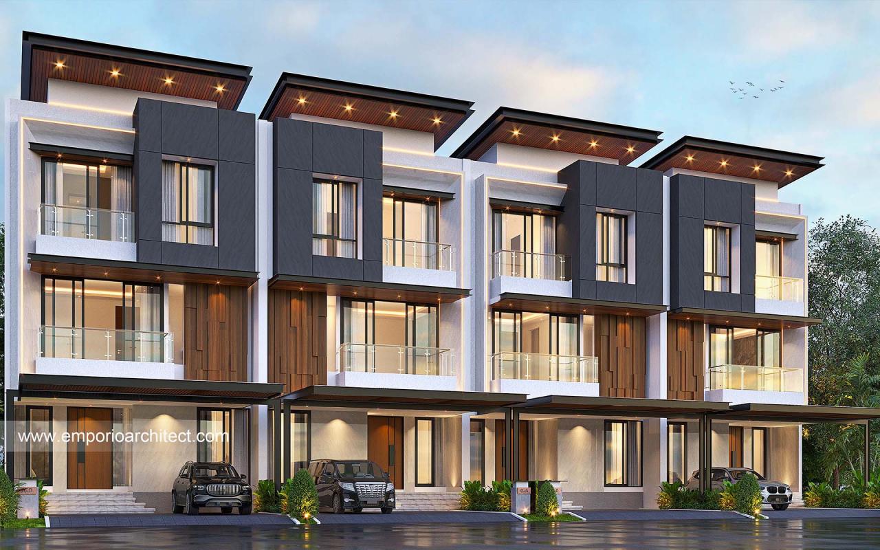 Desain Townhouse Modern 3 Lantai Bapak HRN 1409 (Tipe 8x20) di Bintaro ...