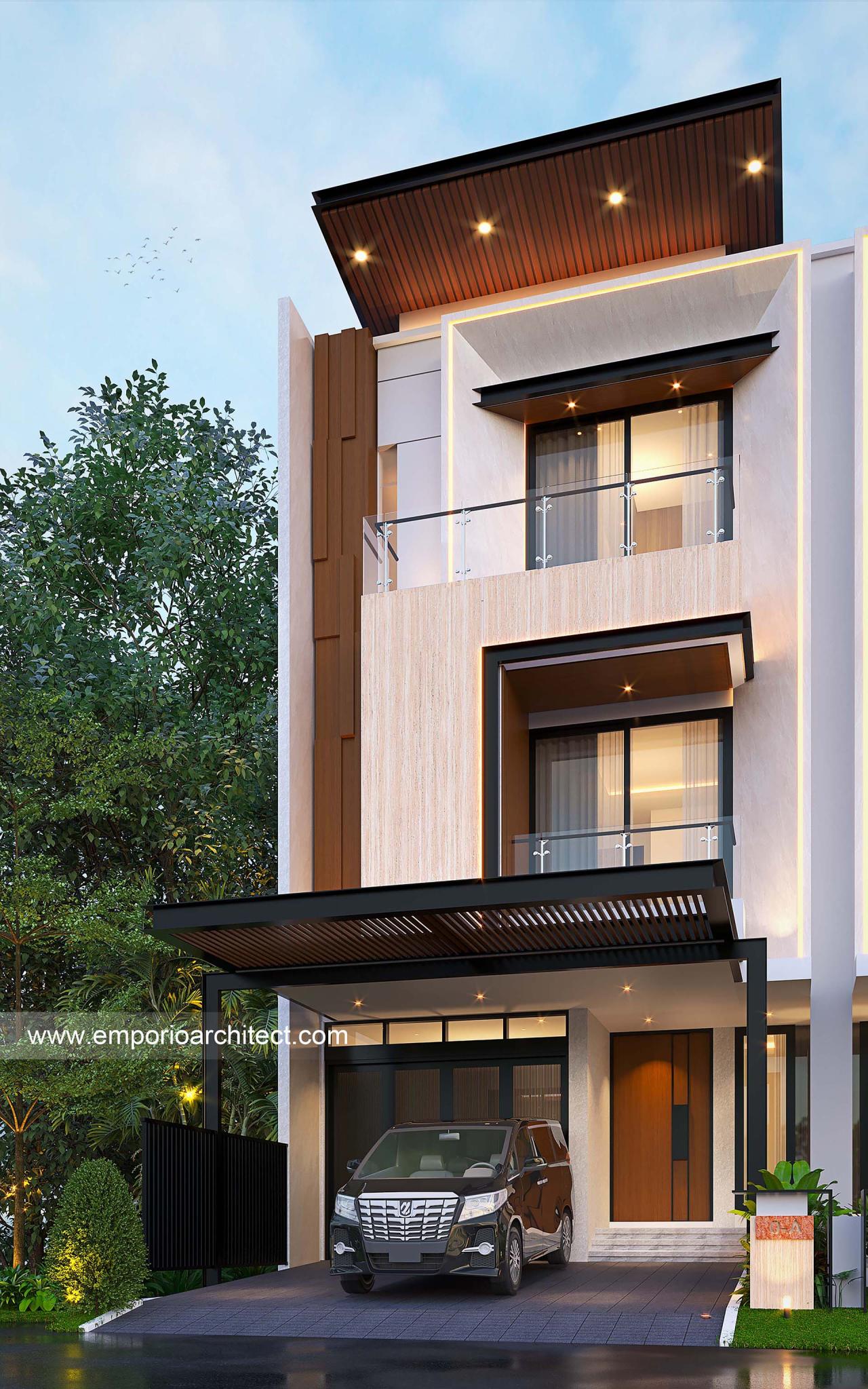 Desain Tampak Depan 4 Townhouse Modern 3 Lantai Bapak HRN (Tipe 7x25 ...