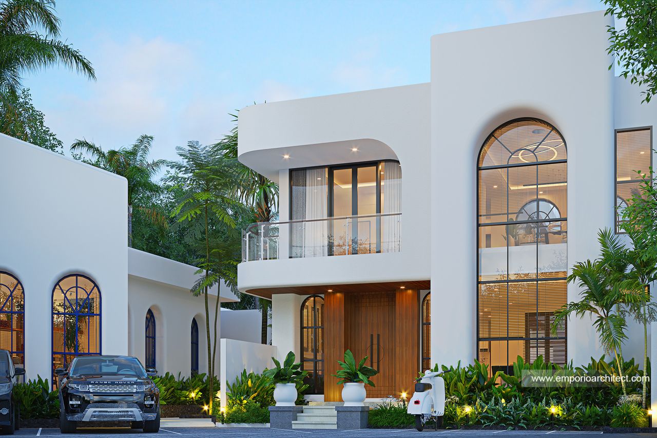 Desain Tampak Detail Depan Villa dan Rumah Santorini 2 Lantai Ibu VNR ...