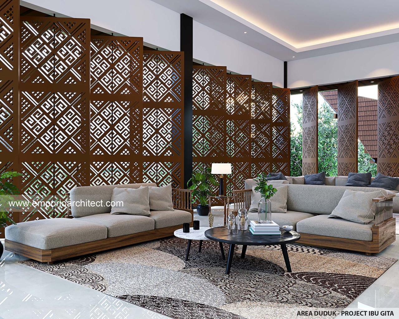 Desain Area Duduk Villa Modern 3 Lantai Ibu GT di Toraja, Sulawesi ...