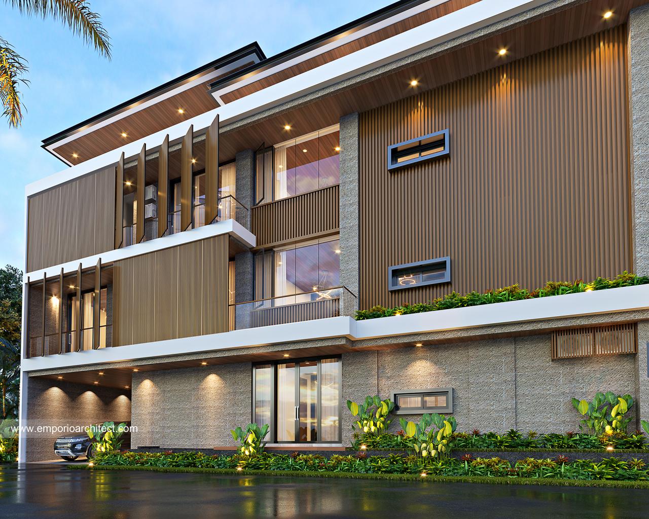 Desain Tampak Depan Villa E Verdant Villa Modern 3 Lantai di Gianyar ...