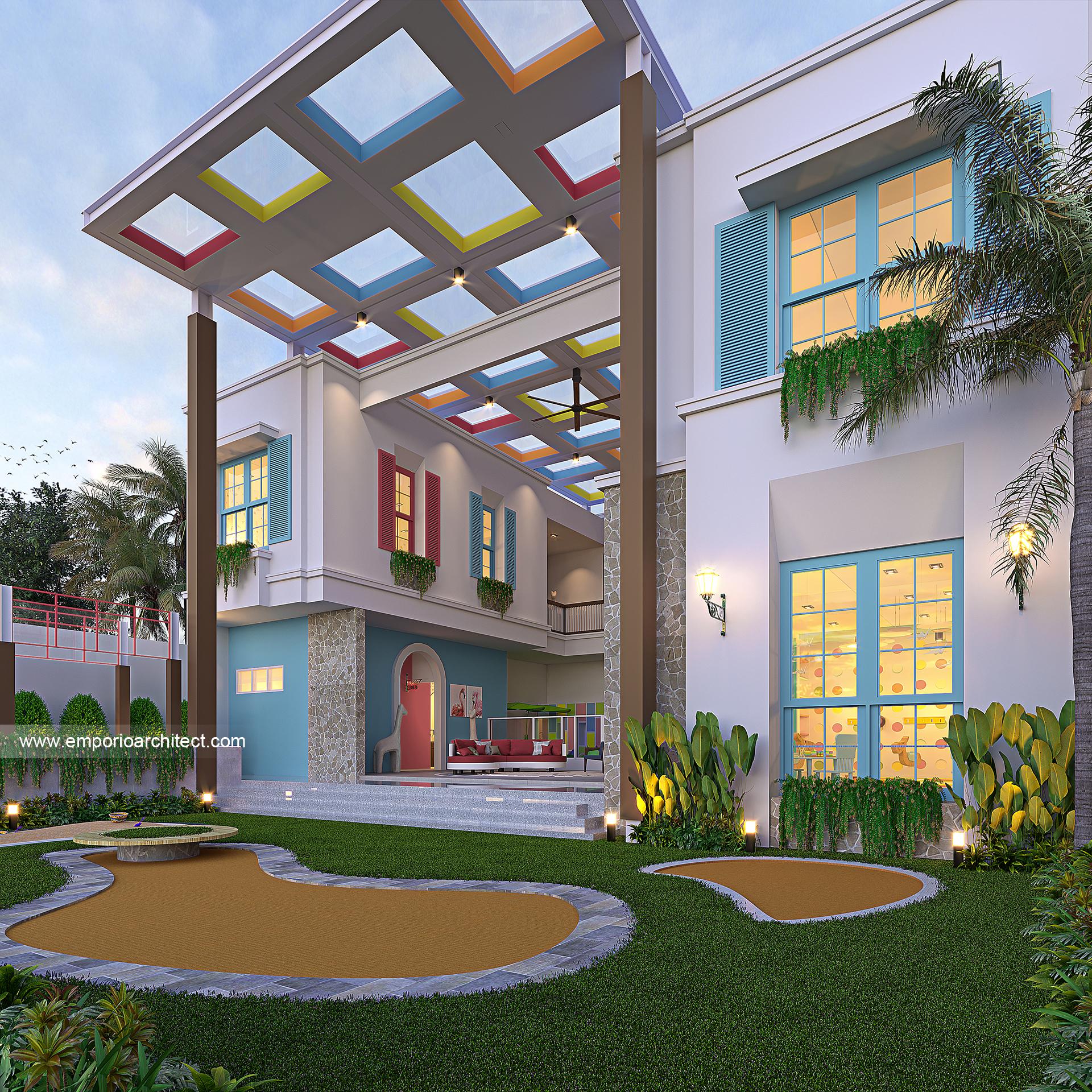 Desain Tampak Detail Garden Gedung Sekolah Unity School Modern 2 Lantai ...