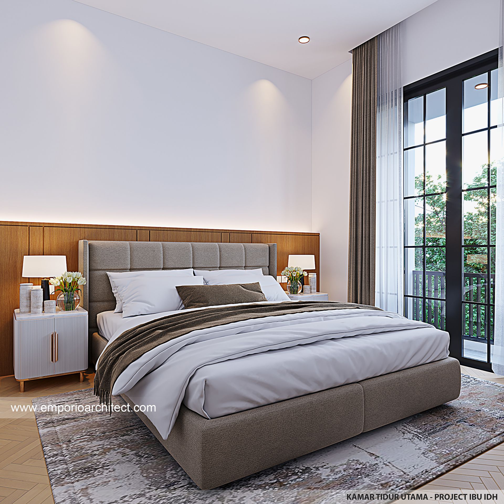 Desain Kamar Tidur Utama Rumah American Style 2 Lantai Ibu IDH di Bekasi 46768 - Desain Interior