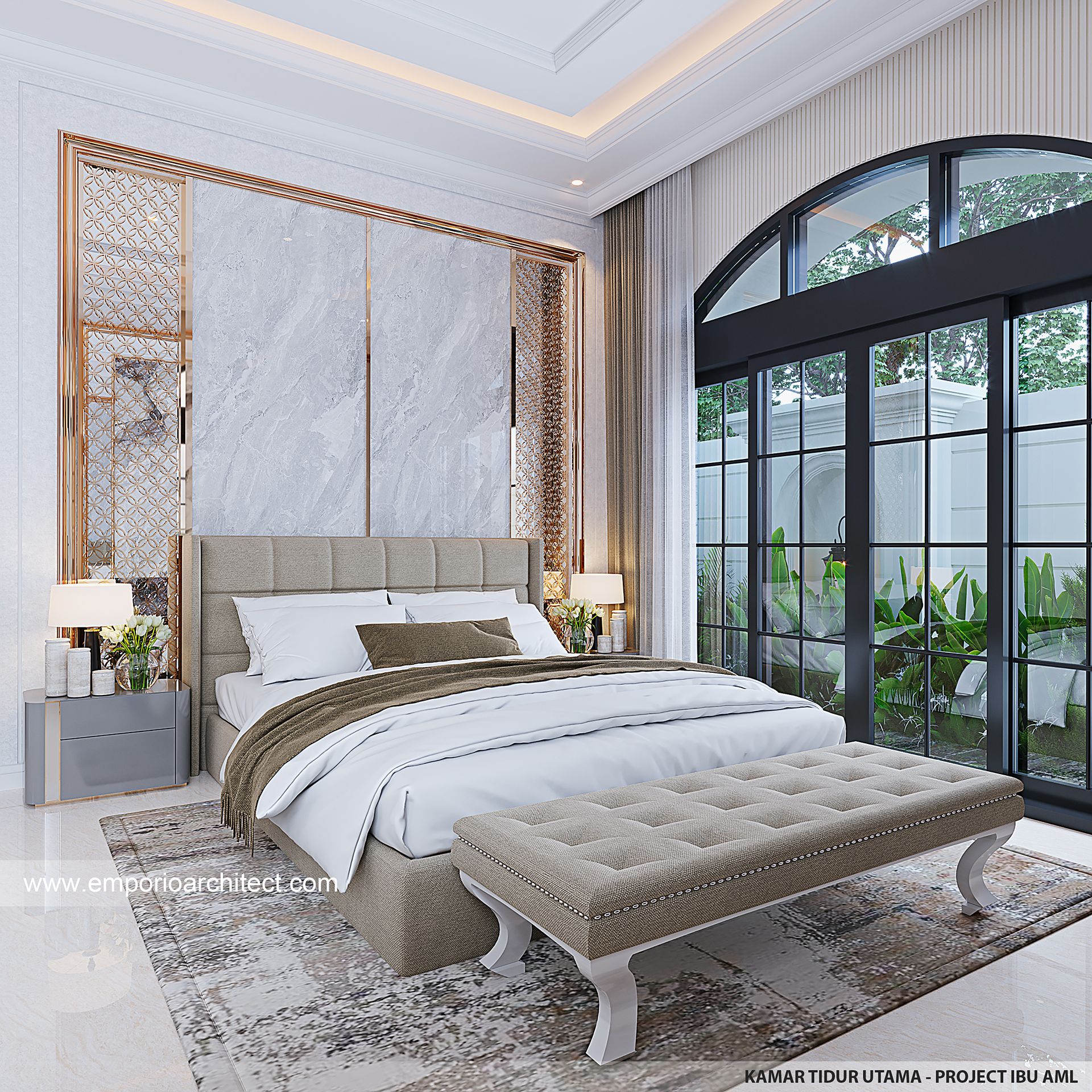 Desain Kamar Tidur Utama Rumah Mediteran Klasik 1 Lantai Ibu AML di Semarang 45365 - Desain ...