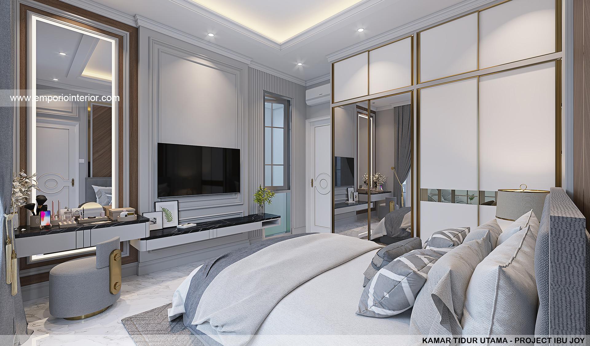 Desain Kamar Tidur Utama Rumah Klasik Modern 2 Lantai Ibu JY di Jakarta 30325 - Desain Kamar Tidur