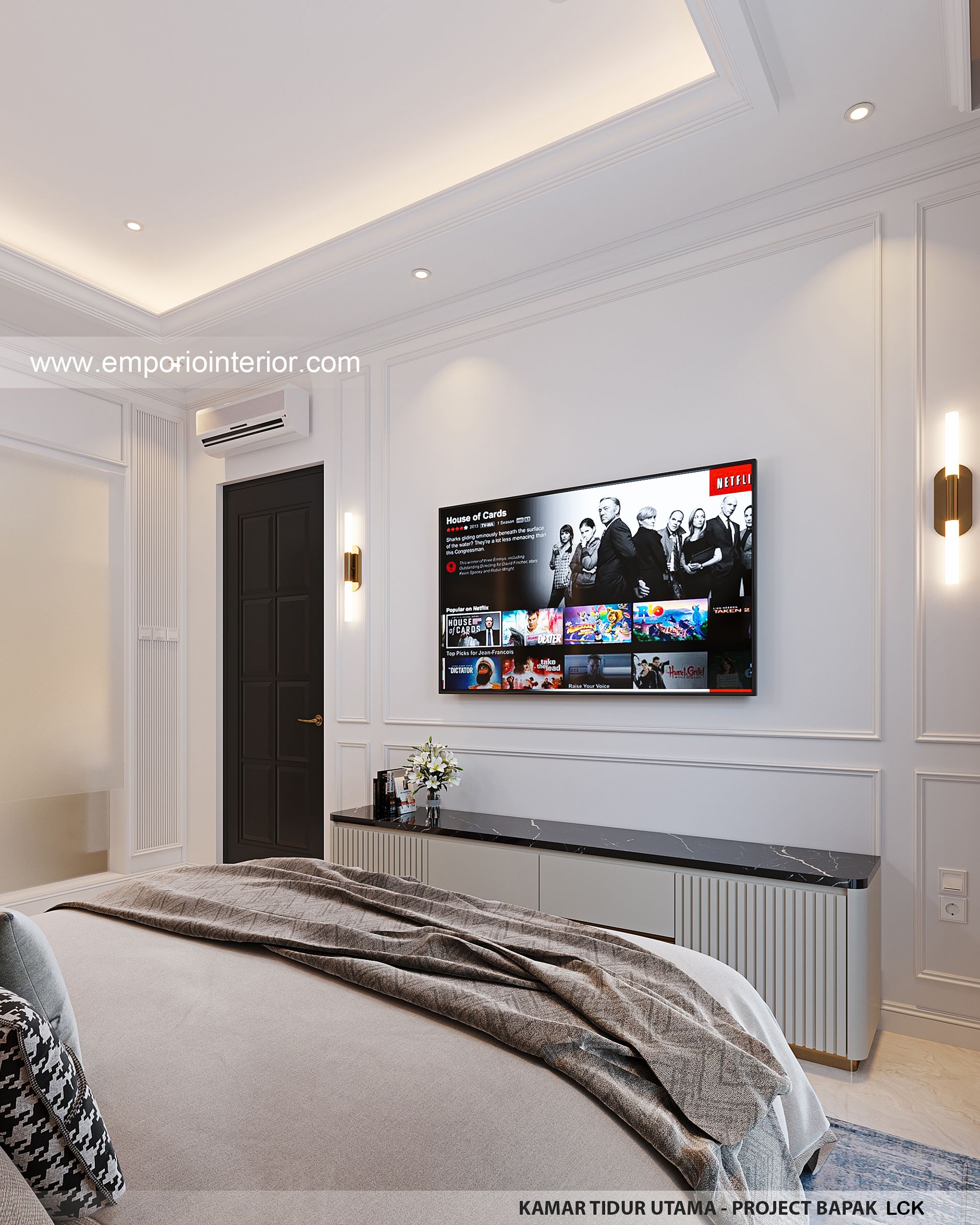 Desain Kamar Tidur Utama Rumah Klasik 3 Lantai Bapak LCK di Cibubur, Jakarta Timur 45051 ...