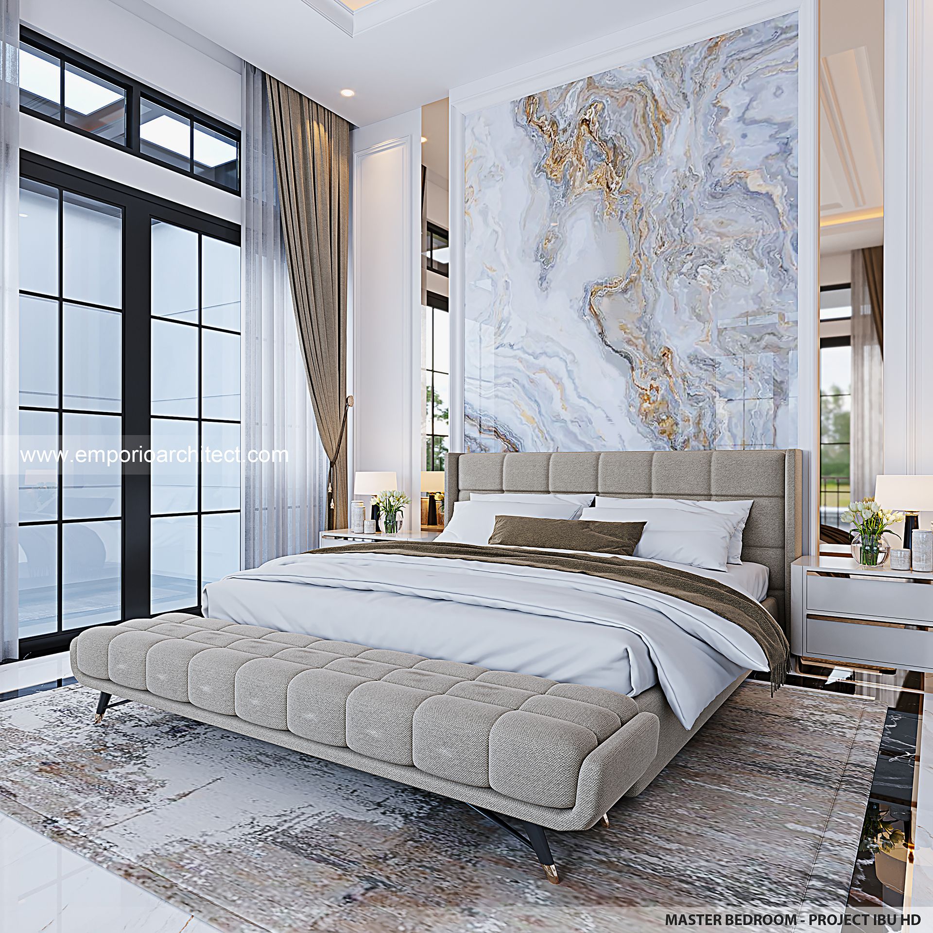 Desain Kamar Tidur Utama Rumah Klasik Mediteran 2 Lantai Ibu HD di Banjarmasin 47237 - Desain ...