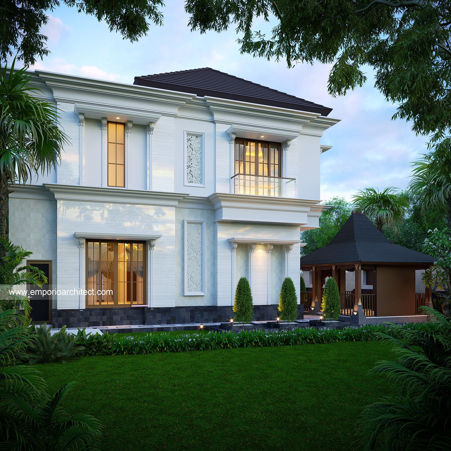 Desain Tampak Samping Rumah Klasik Modern 2 Lantai Ibu WTA di Jakarta ...